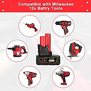 LUMSING M-12 6000Ah 12V Lithium-Ion XC Extended Capacity Battery (2-Pack) Replacement for Milwaukee 48-11-2460 M-12 Battery 48-11-2411 48-11-2420 48-11-2401 48-11-2402 48-11-2440