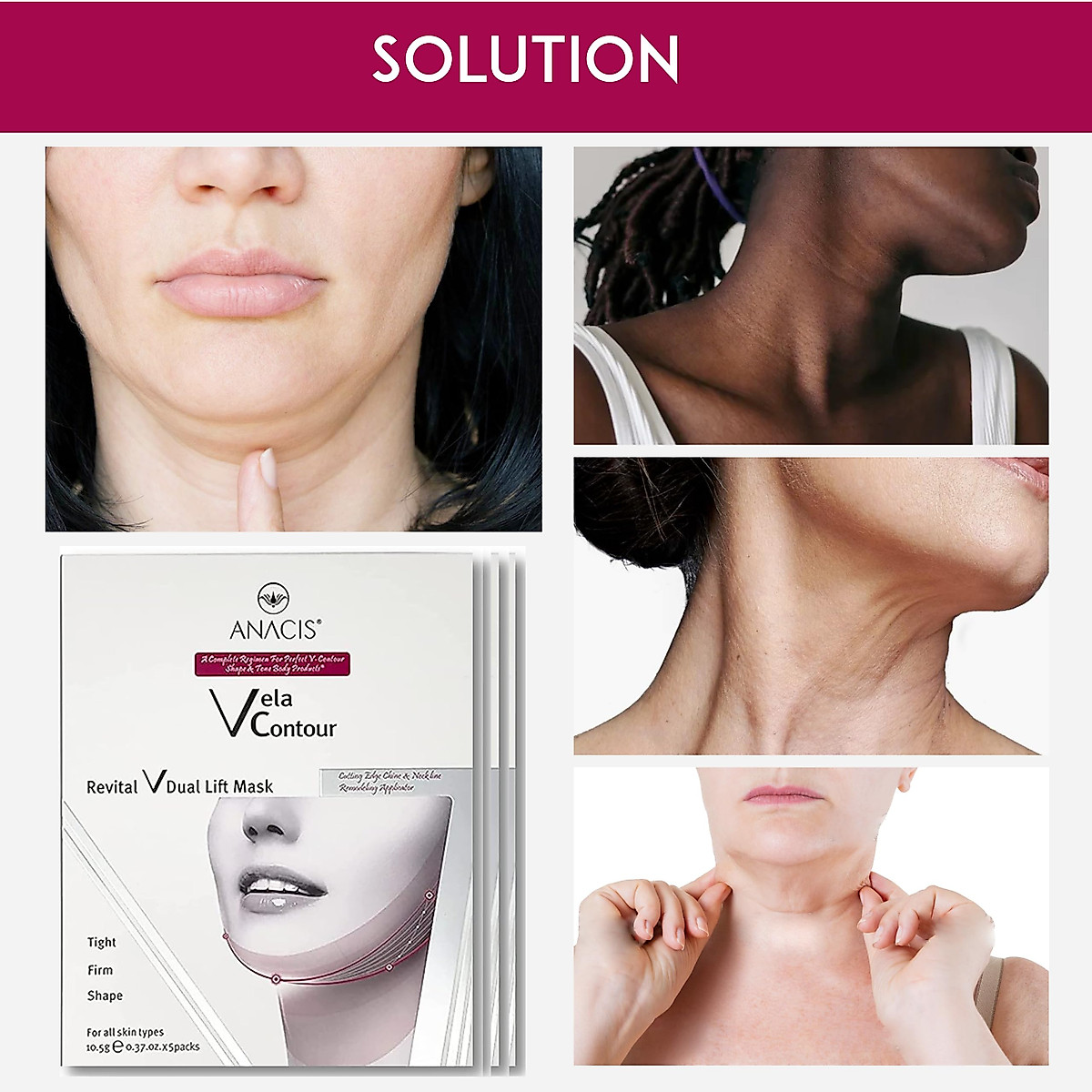 Neck, Chin & Jawline Sculpting V Line Chin Facial Mask and - Face Sagging Skin Garment Strap Bandage. Anacis