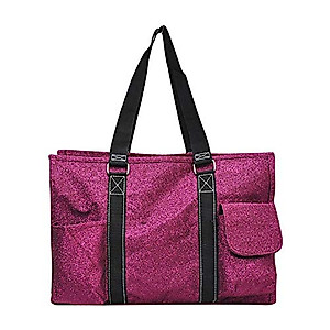 NGIL All Purpose Organizer Medium Utility Tote Bag 2018 Fall Collection (Glitter Hot Pink)