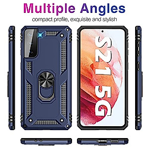 Case for Samsung Galaxy S21 5G Case Heavy Duty with Built in Screen Protector Hard Armor Military Anti-Fall Bumper Cover for Samsung S21 5G 6.2 2021 Phone Cases with Magnetic Ring Kickstand Blue