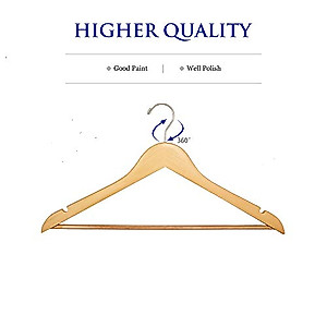 A-Quality Wooden Coat Hanger with Anti-Slip Bar,Clothes Hanger in 20 Gift Box,Suit Hanger with Stronger Rotating Hook Suitable for All Garments.