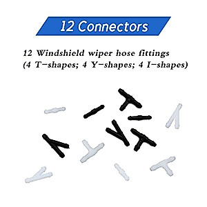 Windshield Washer Hose Kit, 4 Meter Washer Fluid Hose with 12 Pcs Hose Connectors, Suitable for Most Car Windshield Washer Tubing