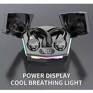 BRAIYV TWS 5.3 Earhook Earbuds Touch Control Waterproof Stereo Sport Gaming Headset with Mic Headphone Wireless Earphone,White