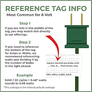 612 Vermont 6 Volt Mini Christmas Replacement Bulbs for Incandescent String Lights, Pinched Base, 50 Count, 0.48 Watt, 80 mA (Clear)