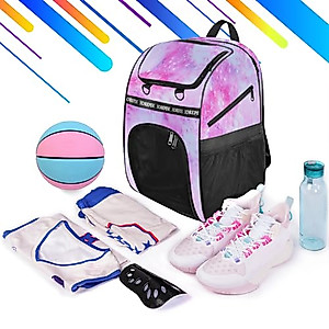 YOREPEK Soccer Bag, Soccer Backpack with Ball Compartment for Men and Women Fit Basketball Volleyball, Large Capacity Sports Equipment Bags Gift to Gym Outdoor Camping, Pink