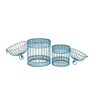 Deco 79 Metal Birdcage with Latch Lock Closure and Hanging Hook, Set of 2 16", 12"H, Blue