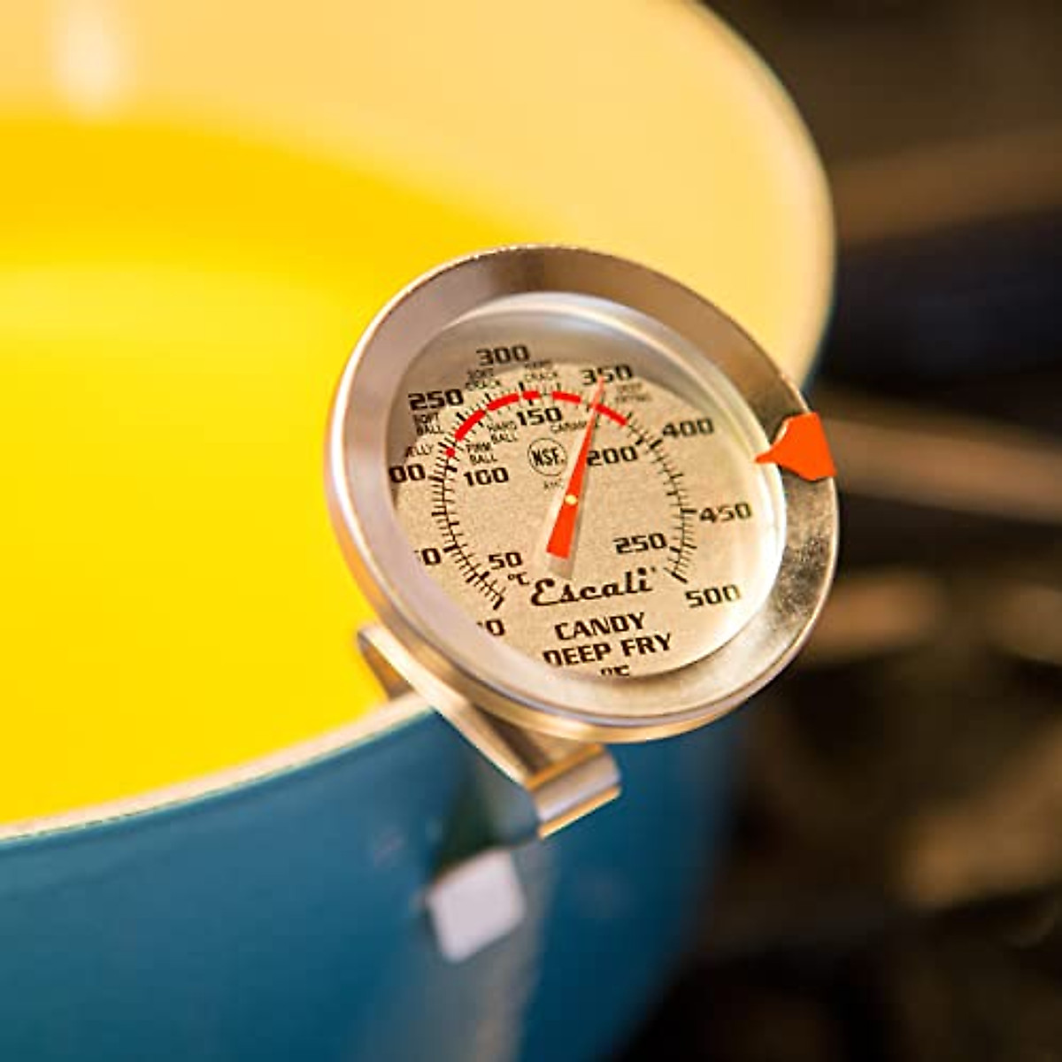 Escali AHC1 Stainless Steel Deep Frying and Candy Thermometer with Pot Clip, 5-Inch Probe with Candy Temperature Zones, NSF Certified