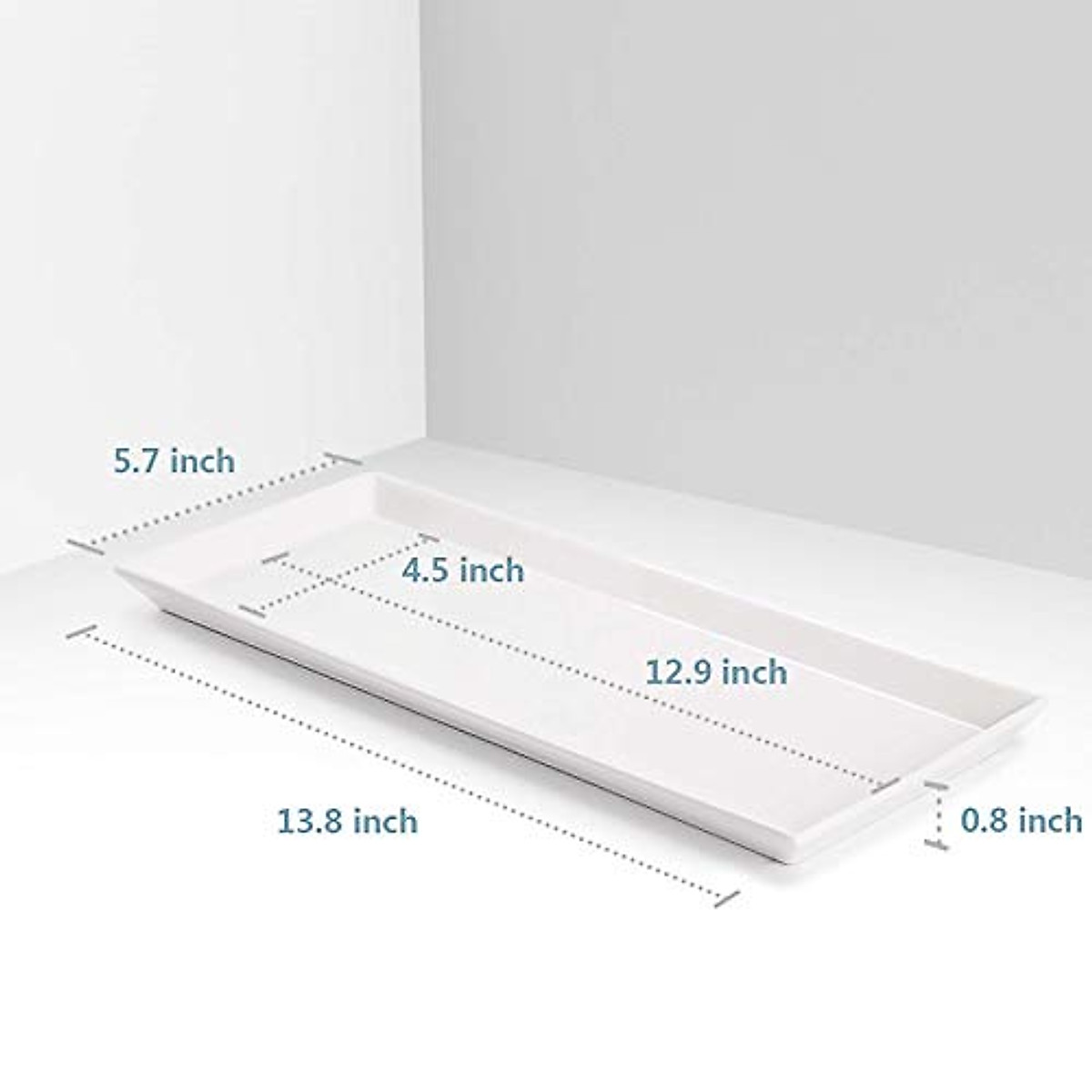 Sweese 702.101 Rectangular Porcelain Platters, Serving Trays for Parties - 13.8 Inch, Set of 4, White
