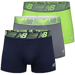 New Balance Men's 3" Boxer Brief No Fly, with Pouch, 3-Pack,Hi Lite/Steel/Vintage Indigo, Small (29"-31")