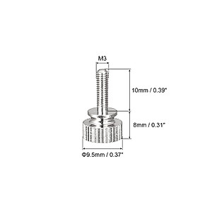 uxcell Knurled Thumb Screws, M3x10mm Brass Shoulder Bolts Grip Knobs Fasteners, Nickel Plated 2Pcs