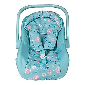 Adora Baby Doll Car Seat with with Removable Seat Cover - Machine Washable, Fits Most Dolls & Plush Animals Up To 20”, Birthday Gift For Children Ages 2+ - Blue Flower Power