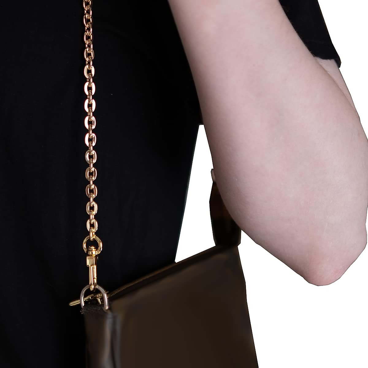 NEXT FASHION Oval Purse Chain Flat Gold Light Weight Crossbody Shoulder Strap Polished Quality - (40" / 100cm)