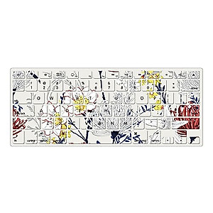 IVY Flower Series Case for MacBook Air 13 Old Release (2010-2017, Models: A1369 / A1466) Hard Shell Case with Keyboard Cover Set - F