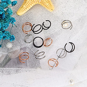 Longbeauty 12pcs Double Nose Hoop Ring for Single Piercing Nose Hoop Twist Nose Ring Hoop For Women Spiral Nose Hoop For Girls Nostril Piercing Jewelry