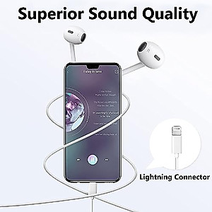 2 Pack Wired Earbuds/iPhone Headphones Wired/Earphones with Lightning Connector [MFi Certified] with Microphone and Volume Control Compatible with iPhone 14/13/12/11/X/8/7-Support All iOS