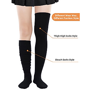 Women Non Slip Thigh High Socks Fashion Tube Stockings above Knee Cosplay Socks (One Size, A 1 Pack Black)