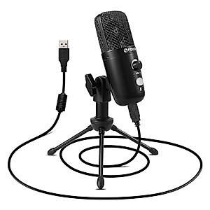 FDUCE USB Plug&Play Computer Microphone, Professional Studio PC Mic with Tripod for Gaming, Streaming, Podcast, Chatting, YouTube on Mac & Windows(Black)