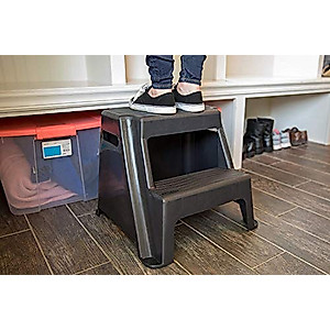 Rubbermaid RM-P2 2-Step Molded Plastic Stool with Non-Slip Step Treads, 300-Pound Capacity (Amazon Exclusive) , Black