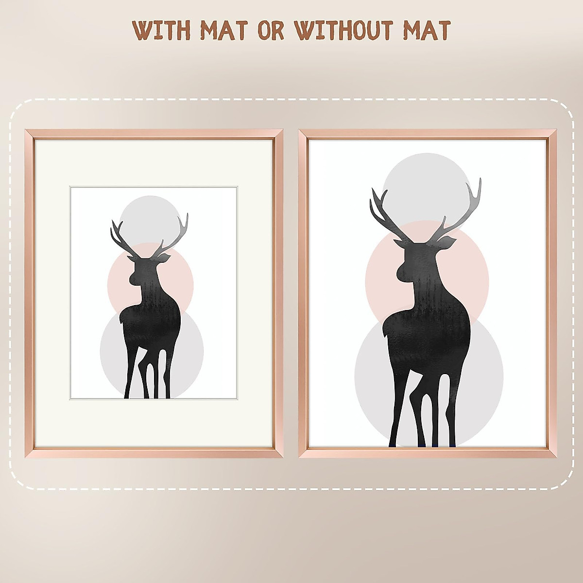 Space Art Deco, 11x14 Metal Aluminum Picture Frame Set of 3, Display Pictures 8x10 with Mat or 11 x 14 Without Mat, Wall Mounting Gallery Photo Frames, Rose Gold