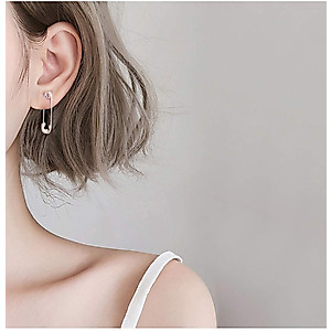 Reffeer 925 Sterling Silver Hoop Earrings Cute paper clip earrings Pin Cartilage earrings For Women (Silver)