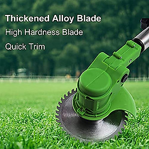 Guoguoba 24V Cordless Grass Cutter with Spare Metal Blades Electric Lawn Trimmer Weed Eater Cordless String Trimmers Telescopic Handle Garden Weed Trimmer Tool for String Mower Garden Edger-Green