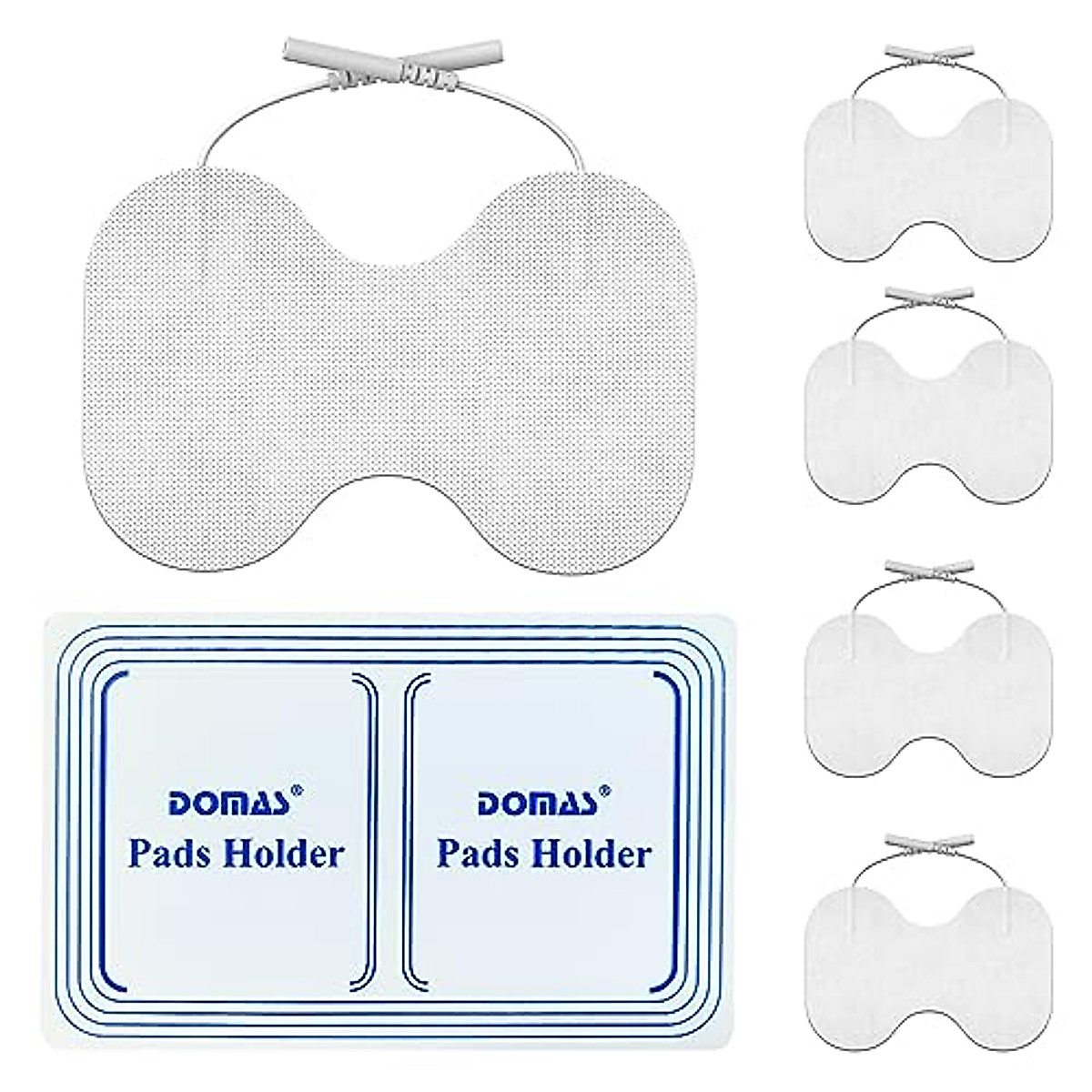 DOMAS TENS Unit Replacement Pads - 4.5" x 6" Large Butterfly Shaped Electrode Pads Premium Made in USA Gel, Individually Packaged, Universal Compatibility, Large Size - Pack of 5