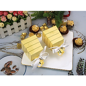 30pcs DIY Paper Favor Boxes Small Candy Treat Boxes for Wedding Bridal Baby Shower Birthday Party Decorations (Yellow Bee Style)