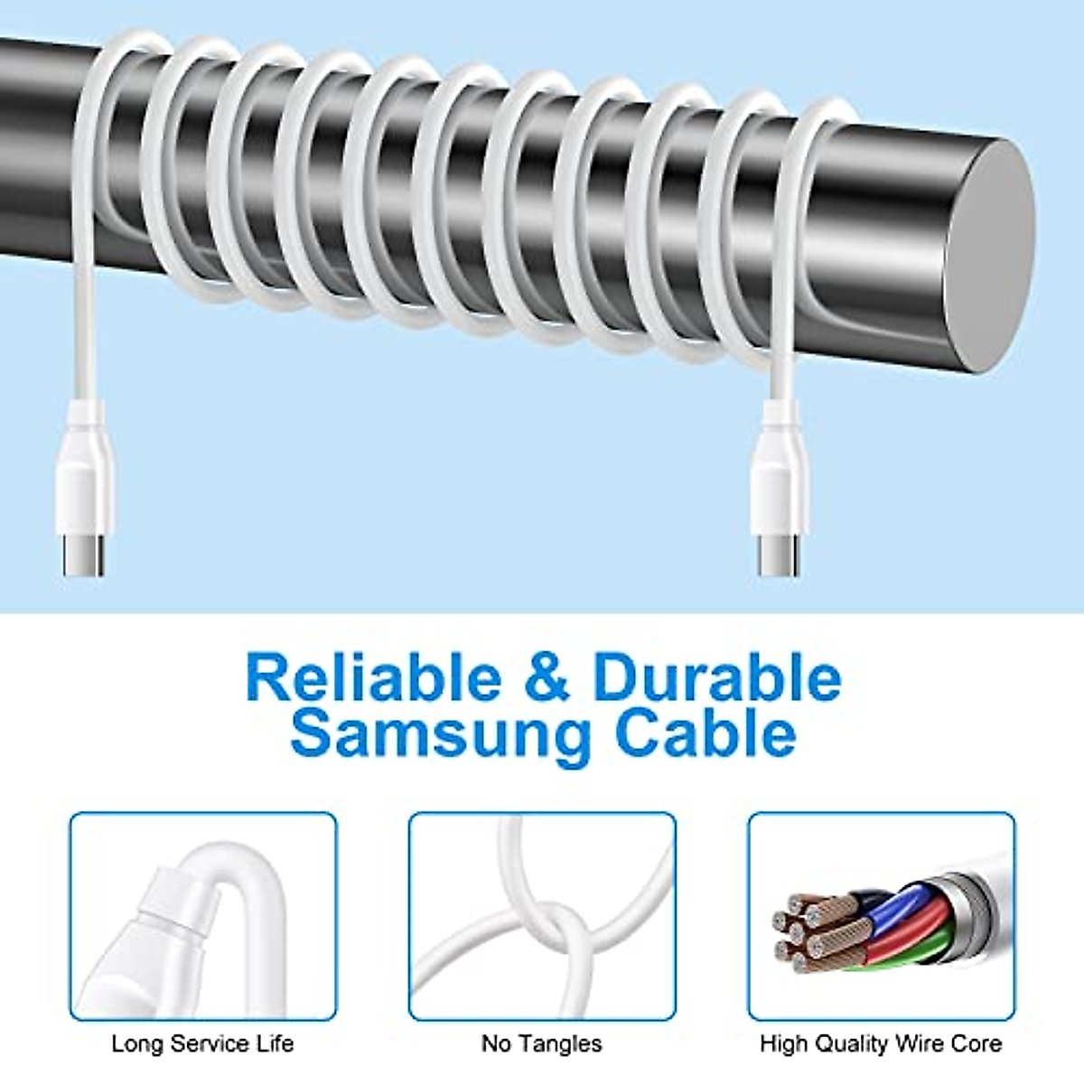 Samsung Charger Fast Charging Cable for Galaxy S24 A54 S23 S22 Ultra A14 A23 A34 A24 5G A13 A12 A53 A51 A03S S21 S20 FE 5G S10 S9,60W USB C to USB C Cable Fast Charger Cord for Pixel 8 7 6 Pro 6A 5A