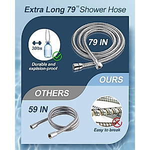 High Pressure Handheld Shower Head, Chrome Hand Held Shower Sprayer with Holder, 10 Modes Filtered Showerhead with Anti-Clog Nozzle,Detachable Shower Head with 79’’ Stainless Steel Hose for Bathing