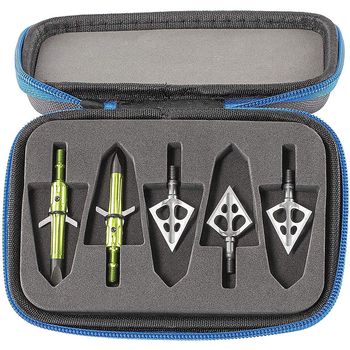 Muzzy Broadheads and Accessory Case, Grey/Blue (601)