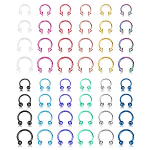 Drperfect Septum Jewelry 16G 14G 6MM 8MM 10MM 12MM Stainless Steel Silver Rose Gold Black Horseshoe Septum Nose Ring for Women Men Septum Piercing Jewelry