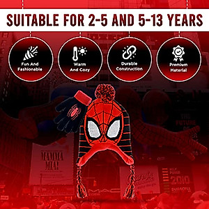 Marvel Spider-Man Kid’s Winter Hat and Snow Gloves for Boys and Toddlers, 2 Pc. Set, Pom-Pom Beanie with Warm Mittens