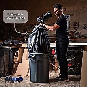 Plasticplace Contractor Trash Bags 40-45 Gallon │ 3.0 Mil │ Black Heavy Duty Garbage Bag │ 40” x 48” (50 Count)