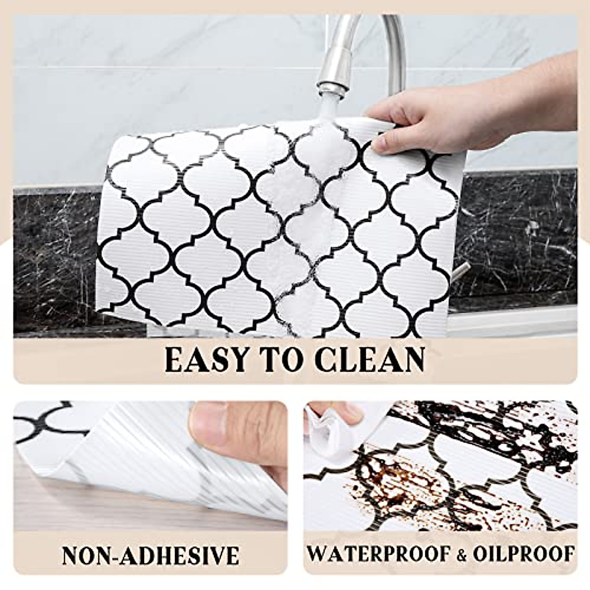 Glotoch Shelf Liner for Kitchen Cabinets Non Slip,17.5" x 30FT Drawer Liner Waterproof Cabinet Liner for Shelve,Premium Refrigerator Liners for Shelves,Cupboard,Dresser,Closet,Quatrefoil White