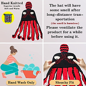 Aizami Knitted Winter Hat Knit Beanie Octopus Hat Unique Soft and Warm Hand Weave Hat for Women and Men Christmas Hat Black