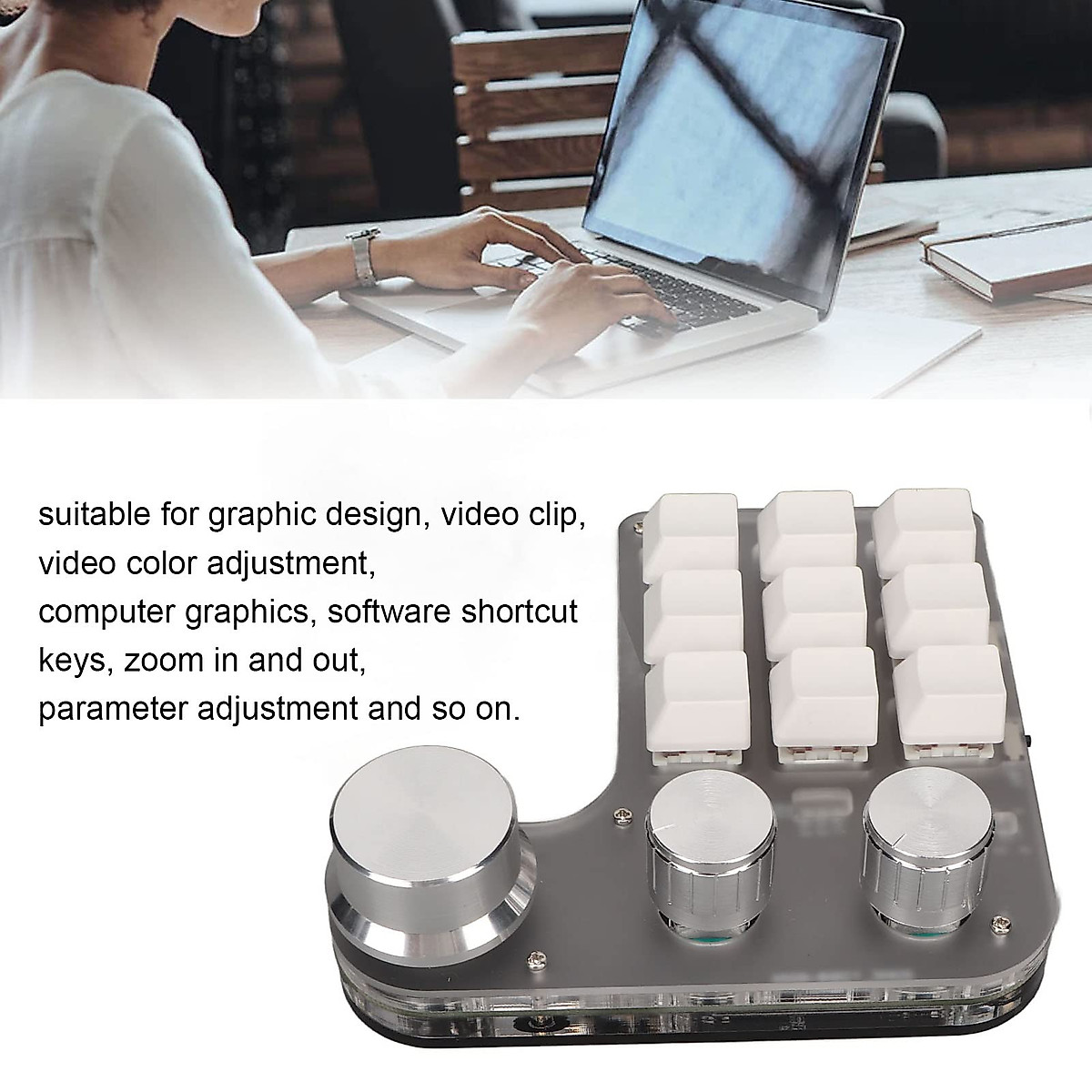 Aqur2020 Mini Gaming Keyboard, RGB Backlit Custom Mini Keyboard Programmable 3 Buttons Replaceable Switch Widely Used for Gaming (White)