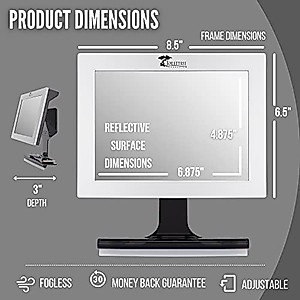 ToiletTree Products Fogless Shower Mirror with Squeegee - Anti-Fog Mirror - Adjustable Shaving Mirror with a Squeegee - Rust-Proof, Impact-Resistance Bathroom Shower Mirror