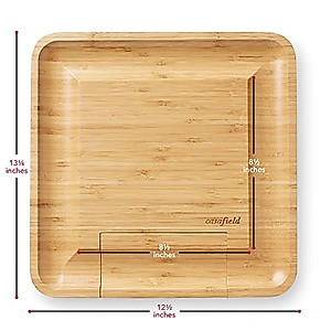 Casafield Organic Bamboo Cheese Cutting Board & Knife Gift Set - Wooden Serving Tray for Charcuterie Meat Platter, Fruit & Crackers - Slide Out Drawer with 4 Stainless Steel Knives