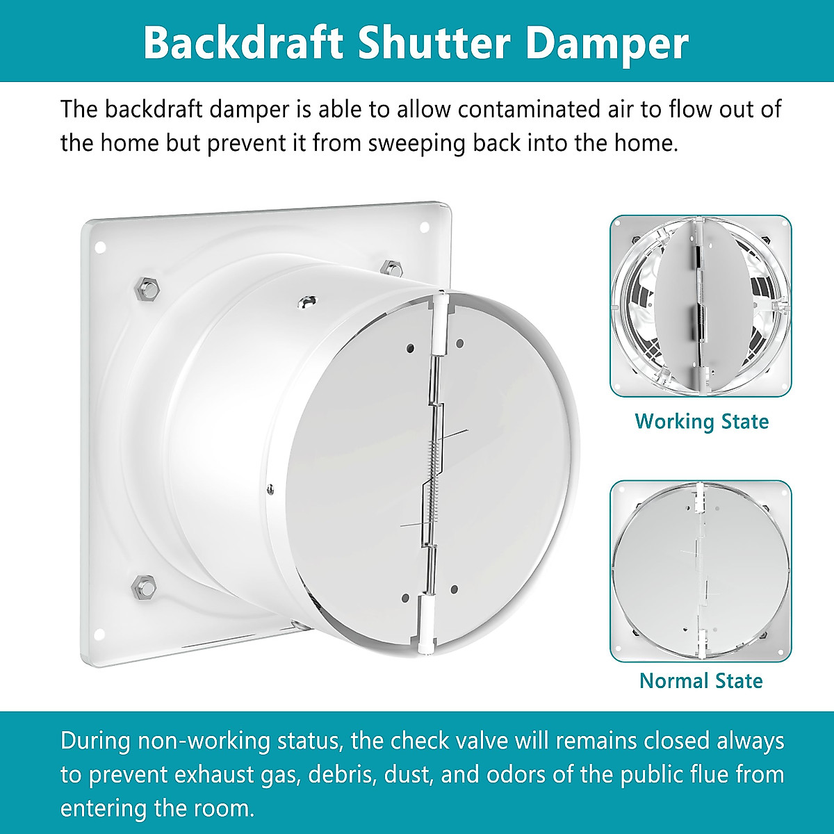 HG Power 8 Inch Exhaust Fan, Kitchen Exhaust Fan With Switch 576CFM Window Exhaust Fan, Wall Mounted Bathroom Exhaust Fan, Extractor Ventilation Fan For Attic, Greenhouse, Basement, Shed, White