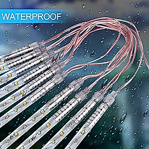 Meteor Shower Rain Light 50cm 8 Tubes 384 LED Waterproof Icicle Falling Snowfall Lights Snow Falling for Home Decor Wedding Garden, Red