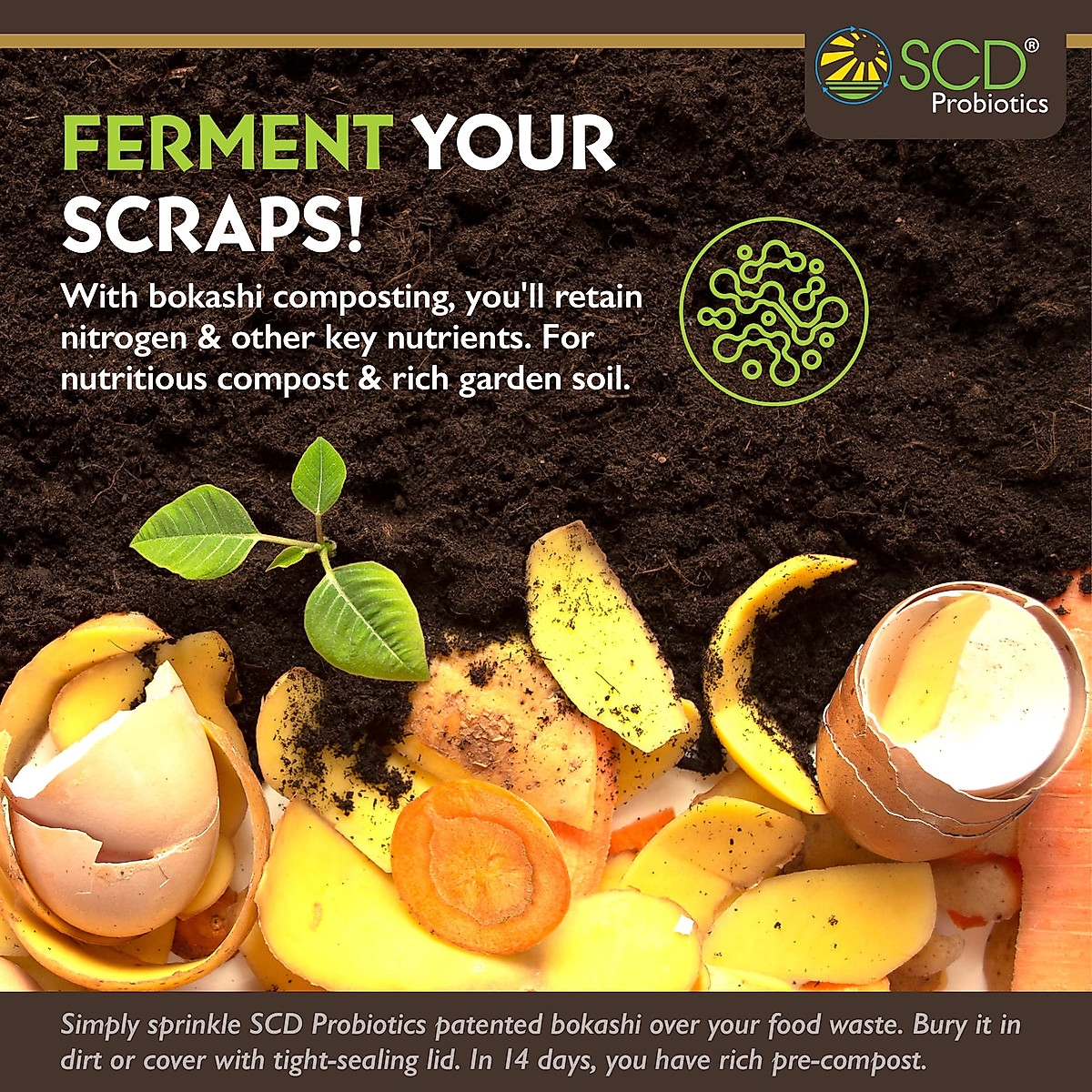 All Seasons Bokashi Compost Starter 2 lbs (1 Gallon) - Dry Bokashi Bran for Kitchen Compost Bin, Compost Food Pet Waste Quickly & Easily with Low Odor by SCD Probiotics