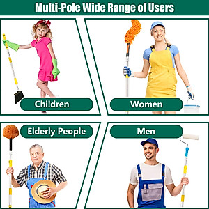 Frebuta Multi-Function Extension Pole, 2Ft to 10Ft Paint Roller Telescopic Extension Pole Heavy Duty Extendable Pole Light Bulb Changer with Long Handle Stainless Steel Tube Sturdy for Cleaning