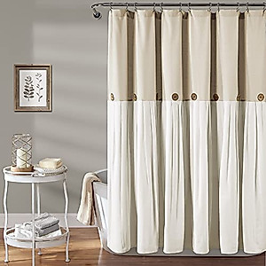 Lush Decor Linen Button Shower Curtain, 72" x 72"
