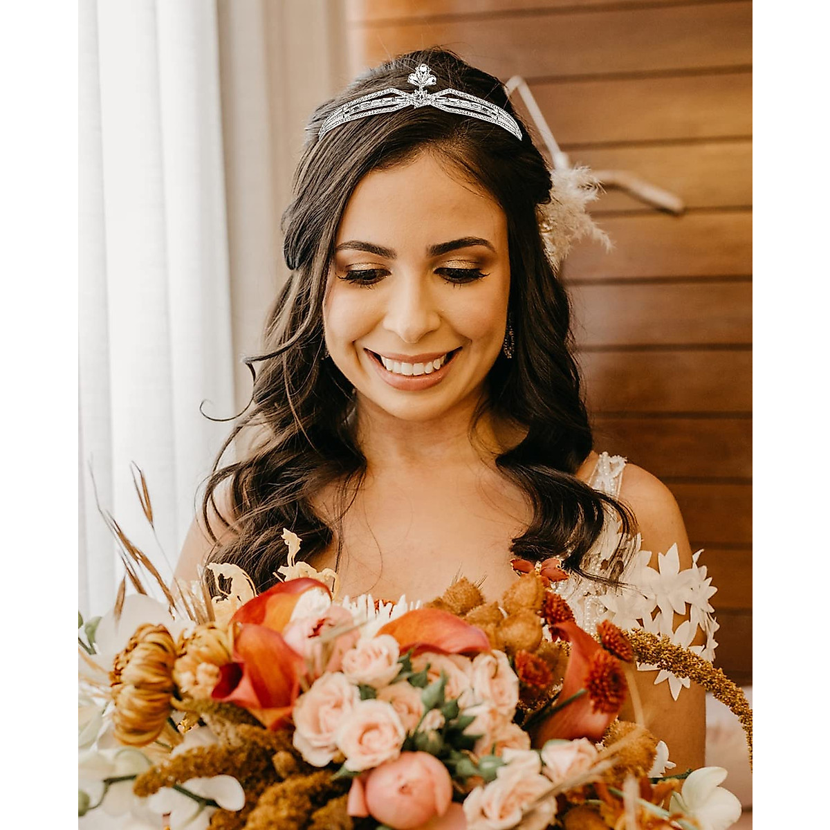 Wecoe Silver Crown for Women Birthday Girls Rhinestone Tiaras and Crowns Princess Queen Fairy Crown Halloween Costume Hair Accessories Happy Birthday Decorations Mothers Day Gifts