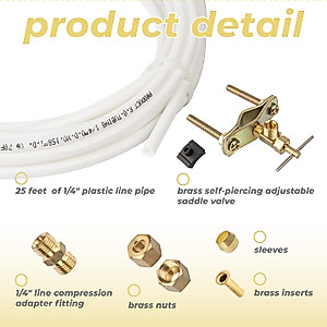 MAYITOP 1/4" O.D Poly Tubing Water Line Kit for Refrigerators, Ice Makers, Humidifiers, and Inline Water Filters