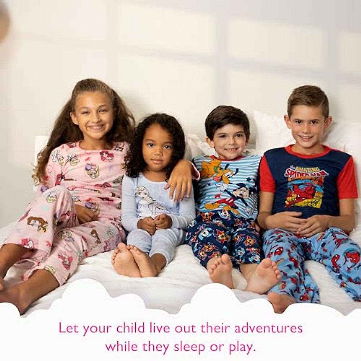 Marvel 4-Piece Snug-fit Cotton Superhero Pajama Set, Soft & Cute for Kids, Cool Moon Girl, 10