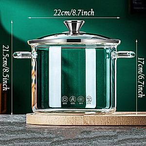 Hgjgwqh Glass Saucepan for Cooking High Borosilicate Stovetop Cooking Pot with Lid and Handle, Heat Resistant Glass Cooking Pot for Pasta Noodle Soup Milk Food, Refrigerator and Microwave Safe,4.5L