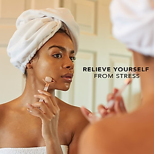 Kitsch Face Massager Rose Quartz Face Roller for Skin Care, Facial Roller & Jade Roller for Face Aging Wrinkles and Lifting, Eye Roller for Puffy Eyes, Rose Quartz Roller for Face Neck Fine Lines 1 Pc