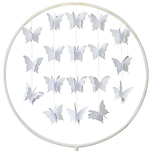 YMASELA Butterfly Curtain Hanging Paper Flower Decorations (8.9ft x4strings) White Butterflies Hanging Paper Garland Party Streamers for Outdoor Decor, Bridal Shower Wedding Birthday Party Supplies