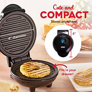 DASH Mini Maker Portable Grill Machine + Panini Press for Gourmet Burgers, Sandwiches, Chicken + Other On the Go Breakfast, Lunch, or Snacks with Recipe Guide - Black